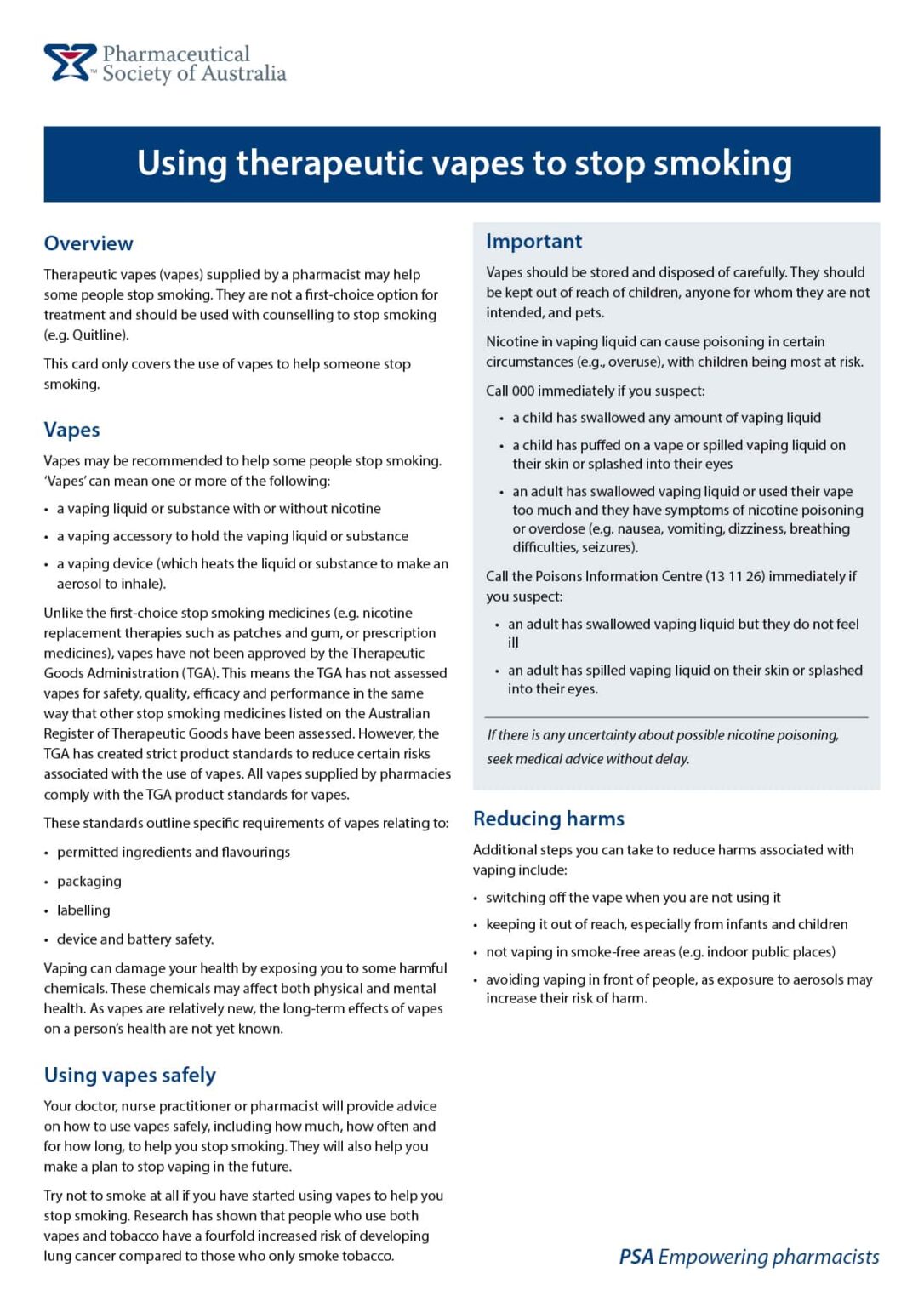 Navigating Vaping Reforms - Pharmaceutical Society of Australia